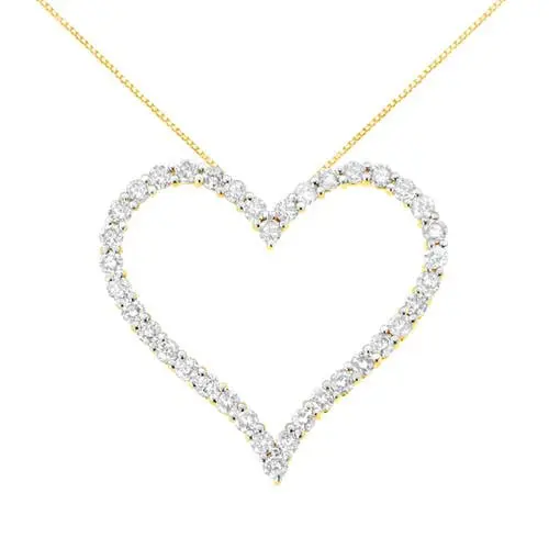 HAUS OF BRILLIANCE 10k Gold Plated Silver 3.0 Cttw Diamond Heart Pendant Necklace - Yellow