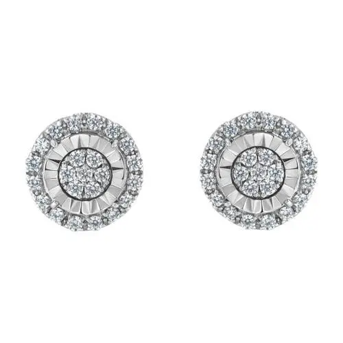 HAUS OF BRILLIANCE Diamond Cluster Stud Earrings - White