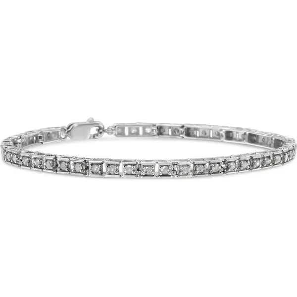 HAUS OF BRILLIANCE 1.0 Cttw Diamond Square Link Tennis Bracelet - White