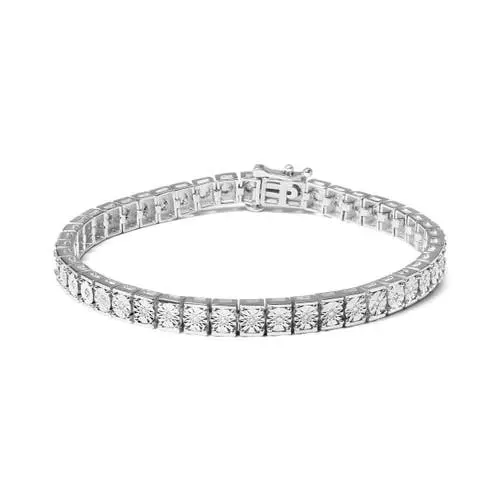HAUS OF BRILLIANCE 1/10ctw Diamond Sterling Silver 7.25" Link Bracelet - White