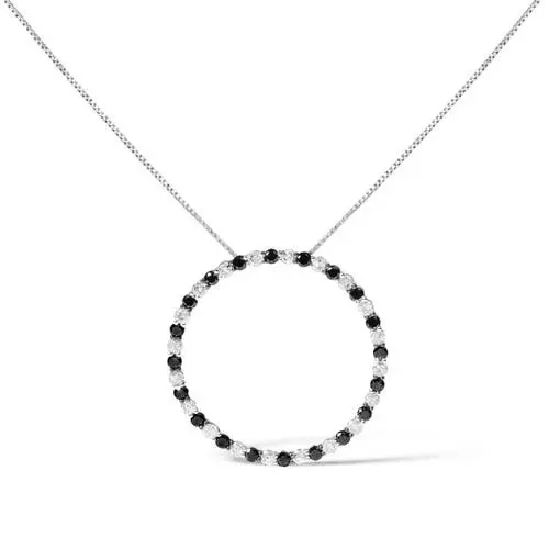 HAUS OF BRILLIANCE 2.0 Cttw Diamond And Sterling Silver Open Circle Pendant Necklace - White