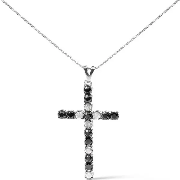 HAUS OF BRILLIANCE 925 Sterling Silver Diamond Cross Pendant Necklace - White