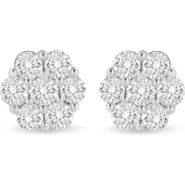 HAUS OF BRILLIANCE 14k Gold 3 Cttw Diamond Floral Stud Earrings - White