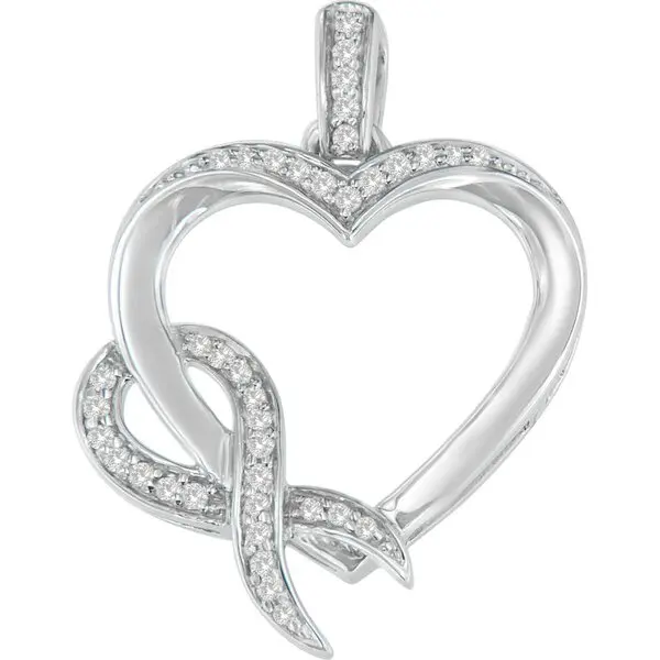 HAUS OF BRILLIANCE 925 Sterling Silver 1/6 Cttw Diamond Heart Pendant Necklace - White