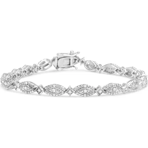 HAUS OF BRILLIANCE 1/2 Cttw Diamond Marquis And Starburst Link Bracelet - White