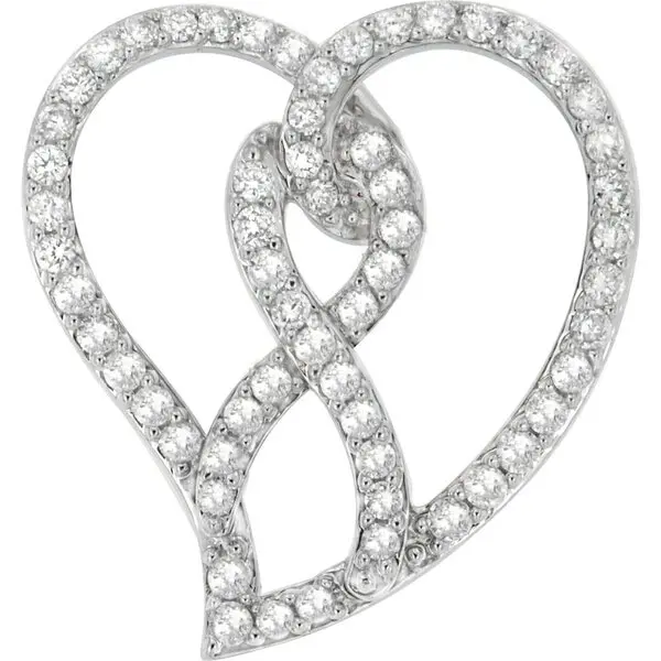 HAUS OF BRILLIANCE 14k Gold 1.0 Cttw Diamond Awareness Ribbon & Heart Pendant Necklace - White