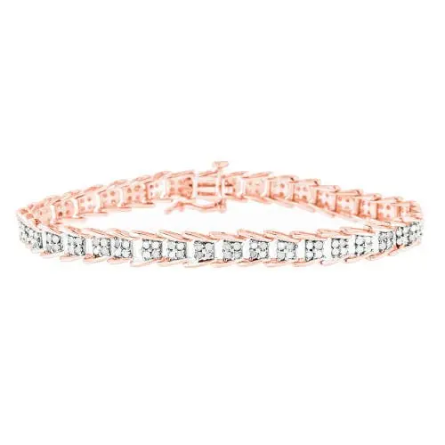 HAUS OF BRILLIANCE 2.0 Cttw Diamond Fan-shaped Chevron Link Tennis Bracelet - Rose