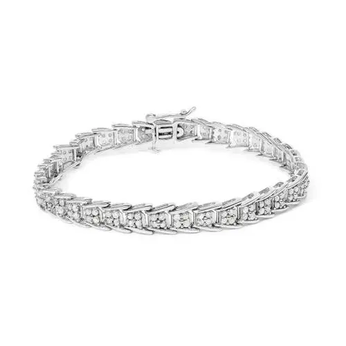 HAUS OF BRILLIANCE 2.0 Cttw Diamond Fan-shaped Link Tennis Bracelet - Silver