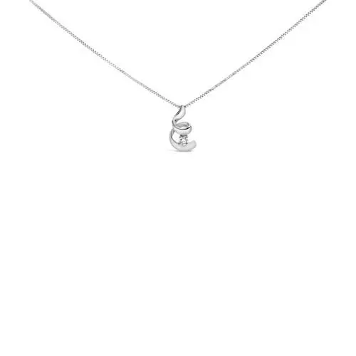 HAUS OF BRILLIANCE 10k Gold 1/10 Cttw Diamond Solitaire Spiral 18" Pendant Necklace - White