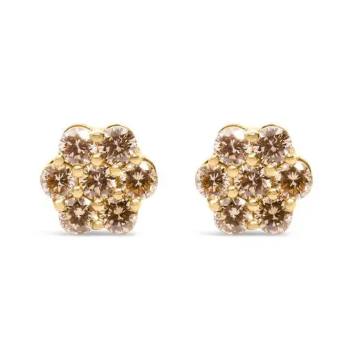 HAUS OF BRILLIANCE 14k Gold 1.0 Ct Diamond Floral Stud Earrings - Yellow