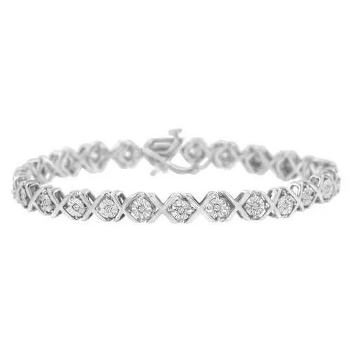 HAUS OF BRILLIANCE Silver 1/4 Cttw Miracle Set Diamond Link Bracelet - White