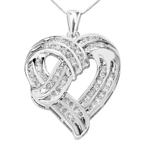 HAUS OF BRILLIANCE Diamond Heart Pendant Necklace - White