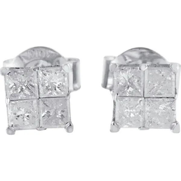 HAUS OF BRILLIANCE 10k Gold 5/8 Cttw Diamond Stud Earrings - White
