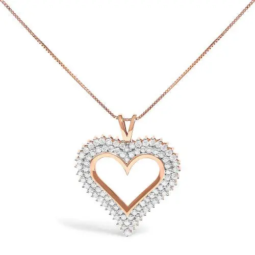 HAUS OF BRILLIANCE 3.00 Cttw Diamond Heart Pendant Necklace - Rose