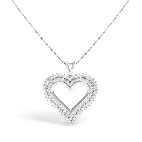 HAUS OF BRILLIANCE 3.00 Cttw Diamond Heart Pendant Necklace - White