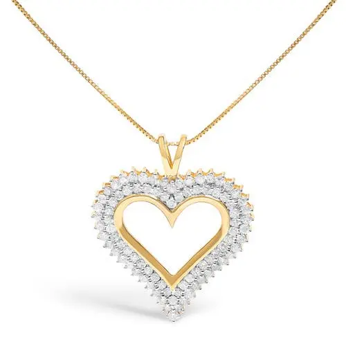 HAUS OF BRILLIANCE 3.00 Cttw Diamond Heart Pendant Necklace - Yellow