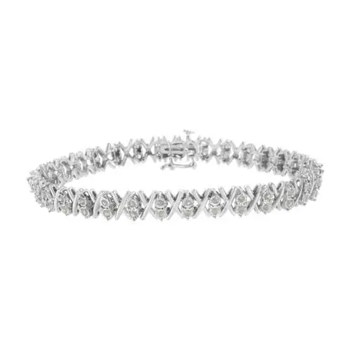 HAUS OF BRILLIANCE Silver Diamond Miracle-set X-link Tennis Bracelet - White