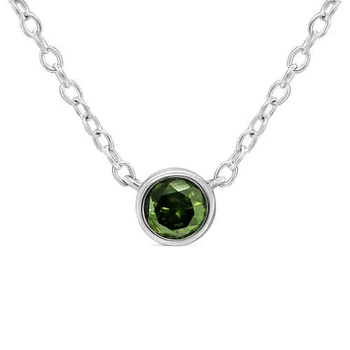 HAUS OF BRILLIANCE Silver 1/5 Cttw Treated Green Diamond Solitaire 18" Pendant Necklace - White