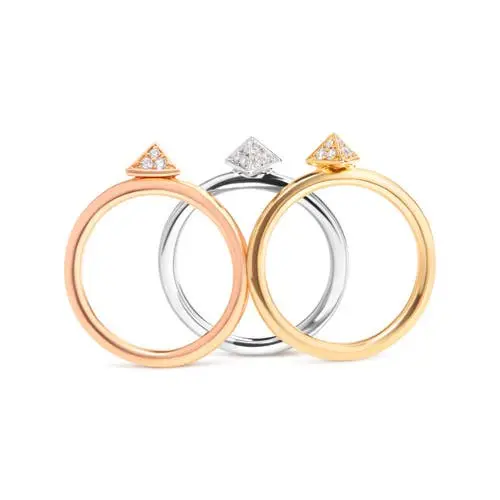 HAUS OF BRILLIANCE 14k Tri-color Gold 1/3 Cttw Diamond Stackable Band Ring Set