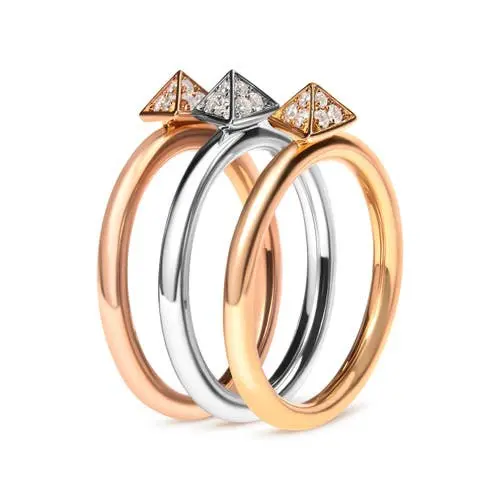HAUS OF BRILLIANCE 14k Tri-color Gold 1/3 Cttw Diamond Stackable Band Ring Set