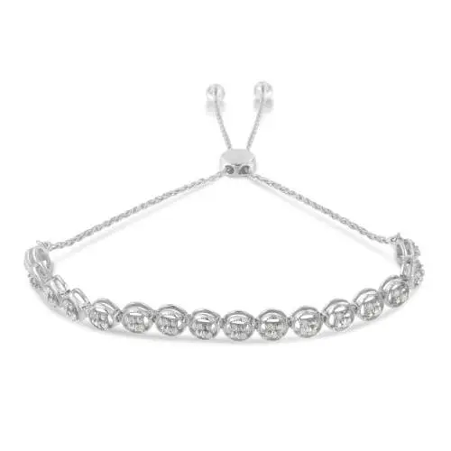 HAUS OF BRILLIANCE 925 Sterling Silver 0.25 Cttw Diamond Bolo Bracelet - White