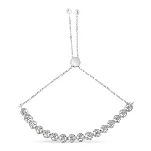 HAUS OF BRILLIANCE 925 Sterling Silver 0.25 Cttw Diamond Bolo Bracelet