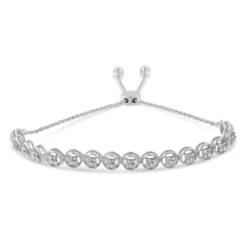 HAUS OF BRILLIANCE 925 Sterling Silver 0.25 Cttw Diamond Bolo Bracelet