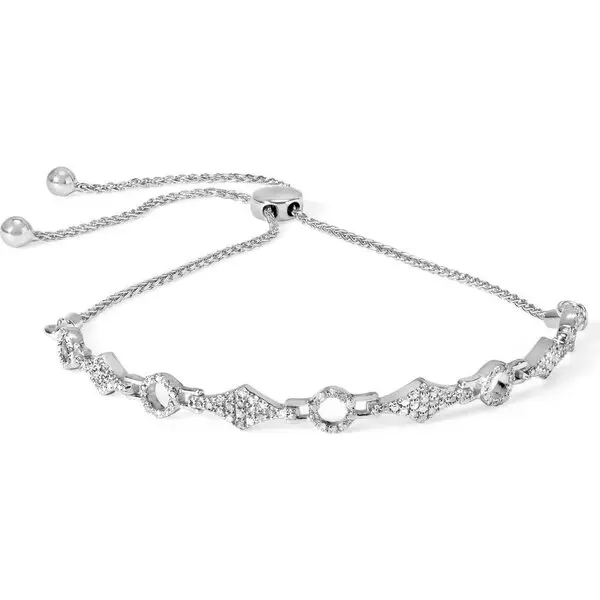 HAUS OF BRILLIANCE 925 Sterling Silver 0.50 Cttw Diamond Bolo Bracelet - White