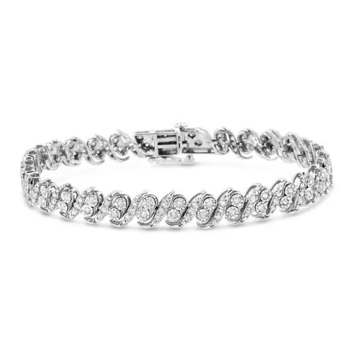 HAUS OF BRILLIANCE Silver 2.0 Cttw Round-cut Diamond "s" Link Bracelet - White