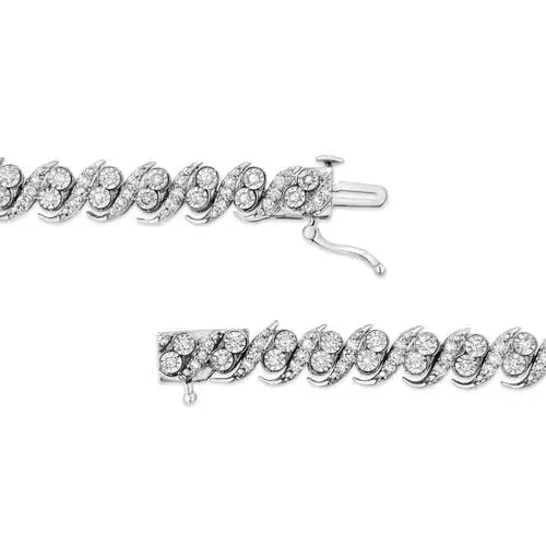 HAUS OF BRILLIANCE Silver 2.0 Cttw Round-cut Diamond "s" Link Bracelet