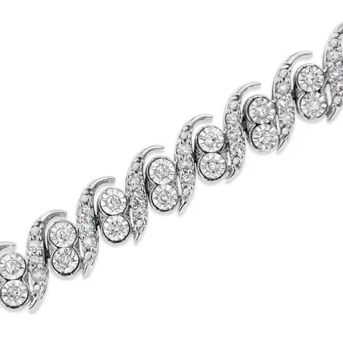 HAUS OF BRILLIANCE Silver 2.0 Cttw Round-cut Diamond "s" Link Bracelet