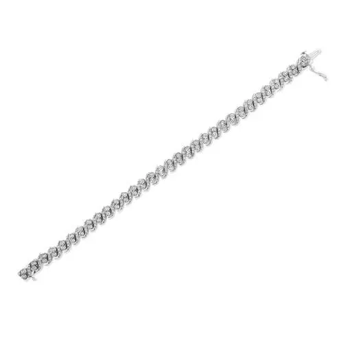 HAUS OF BRILLIANCE Silver 2.0 Cttw Round-cut Diamond "s" Link Bracelet