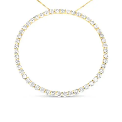 HAUS OF BRILLIANCE 10k Gold-plated Silver 4 Cttw Diamond Circle Hoop Pendant Necklace - Yellow
