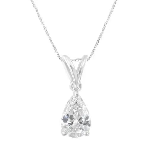 HAUS OF BRILLIANCE Igi Certified 10k Gold 1/2 Cttw Diamond Pear Pendant Necklace - White