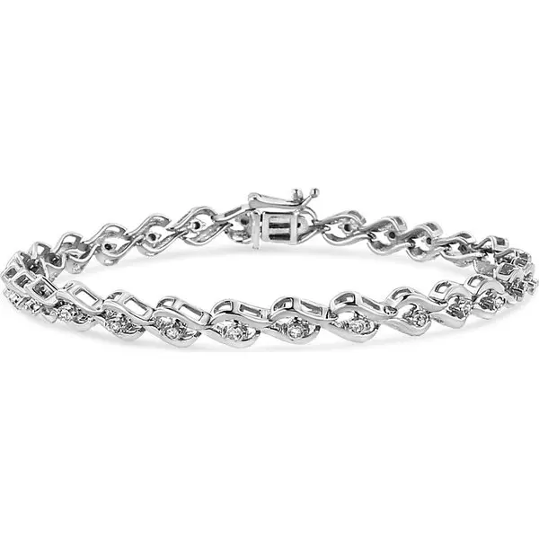 HAUS OF BRILLIANCE Silver 1/10 Cttw Round-cut Diamond Link Bracelet - White