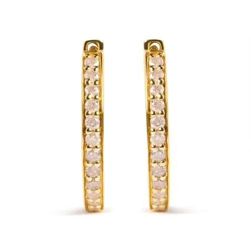 HAUS OF BRILLIANCE 10k Gold 1/2 Ct Round Diamond Hoop Earrings - Yellow