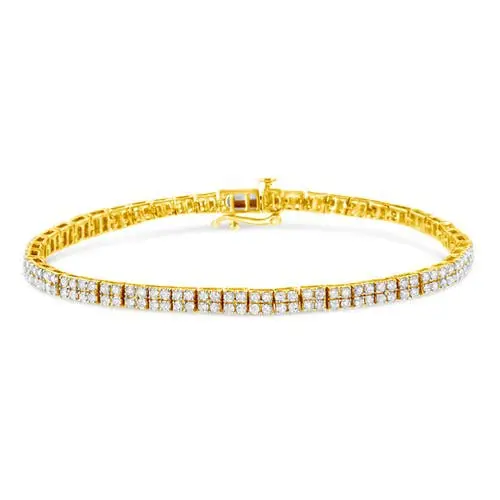 HAUS OF BRILLIANCE 14k Gold Plated Silver 3.0 Cttw Diamond Link Bracelet - Yellow