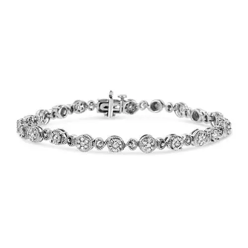 HAUS OF BRILLIANCE 1.0 Cttw Diamond Swirl Beaded Link Bracelet - White