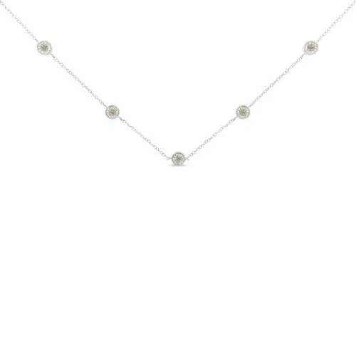 HAUS OF BRILLIANCE Silver Diamond Station Necklace - White