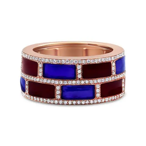HAUS OF BRILLIANCE 18k Rose Gold, Diamond And Enamel Band Ring - Pink