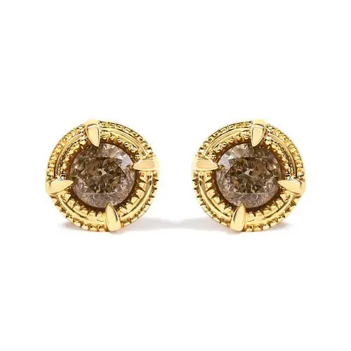 HAUS OF BRILLIANCE 14k Gold Plated Silver Diamond Stud Earrings - Yellow