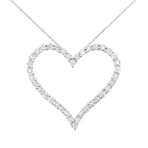 HAUS OF BRILLIANCE 3.0 Cttw Round-cut Diamond Open Heart Pendant Necklace - White