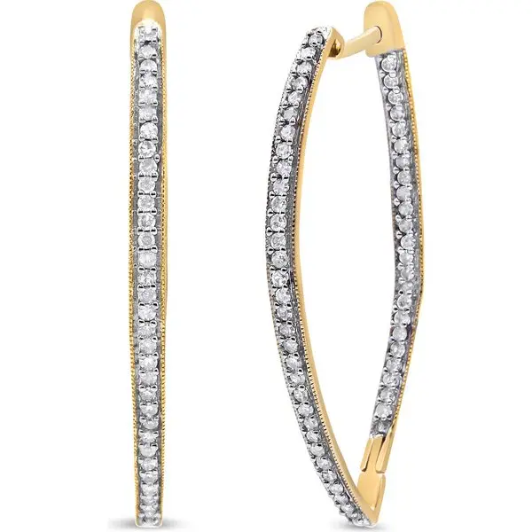 HAUS OF BRILLIANCE 10k Gold 1.00ct Diamond Hoop Earrings - Yellow