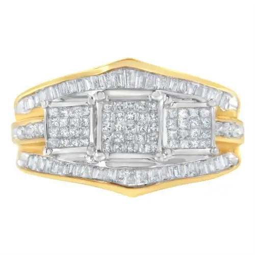 HAUS OF BRILLIANCE 10kt Two-toned Gold 1.00 Cttw Diamond Cluster Ring - Yellow