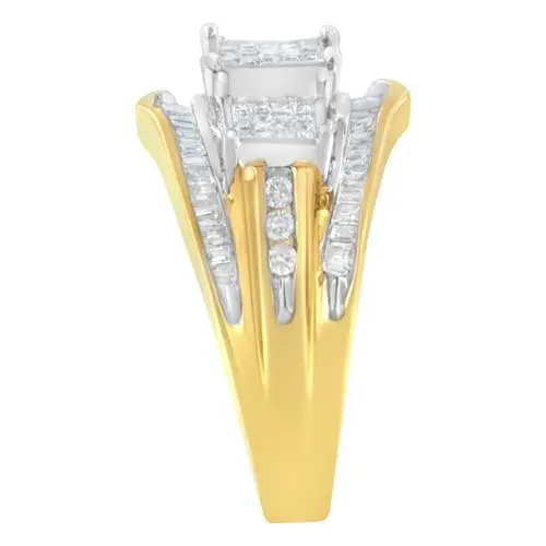 HAUS OF BRILLIANCE 10kt Two-toned Gold 1.00 Cttw Diamond Cluster Ring