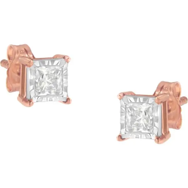 HAUS OF BRILLIANCE 14k Rose Gold Plated Silver 0.50 Ct. Diamond Stud Earrings - White