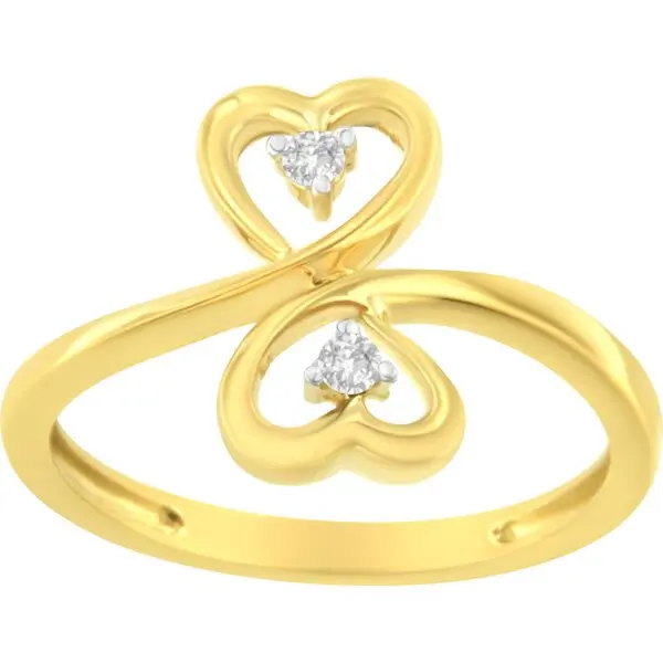 HAUS OF BRILLIANCE 14kt Gold 1/20 Ctw. Dual Heart Diamond Ring - Yellow