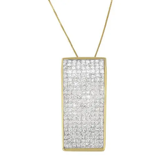 HAUS OF BRILLIANCE 14k Gold Diamond Block Pendant Necklace - Yellow