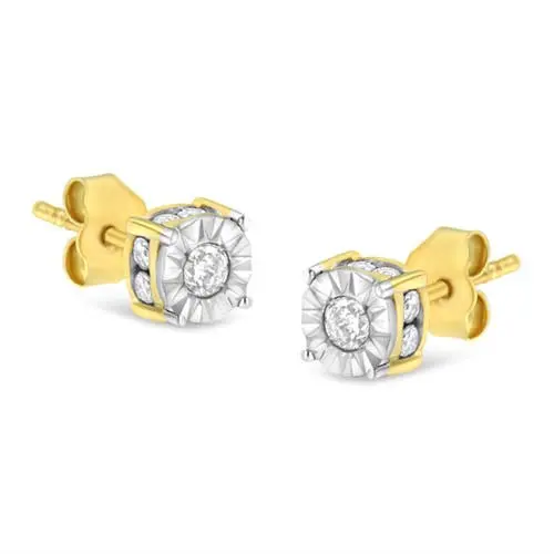 HAUS OF BRILLIANCE 10k Gold Plated Silver 1/2 Ct Diamond Stud Earrings - Yellow