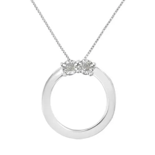 HAUS OF BRILLIANCE Silver Diamond "together Forever" Pendant Necklace - White